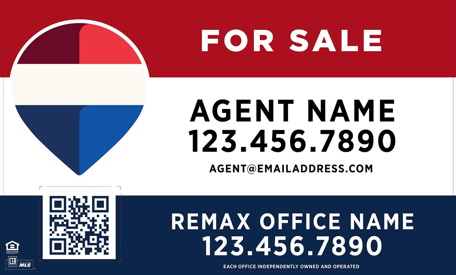 RE/MAX Tri-Color 18x30 Real Estate Agent Signs with QR Code